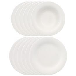 Villeroy & Boch Geschirr-Set VILLEROY & BOCH "Tafelservice New Cottage Basic 12er Set wei&szlig;", wei&szlig;, 12, Porzellan, Geschirr-Sets, Geschirr-Set, Sp&uuml;lmaschinengeeignet, Mikrowellengeeignet