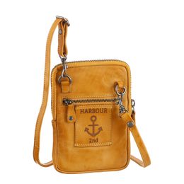 Mini Bag Harbour 2nd "Benita", Damen, Gr. B/H/T: 11cm x 18cm x 2cm, gelb (curry), Leder, Taschen, Umh&auml;ngetasche, Schultertasche mit typischen Marken-Anker-Label