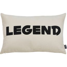 Dekokissen done. "LEGEND", beige, schwarz, schriftzug, B:40cm L:60cm, Polyester, Dekokissen_Sitzkissen_Kissenh&uuml;llen, Extra weiche Haptik
