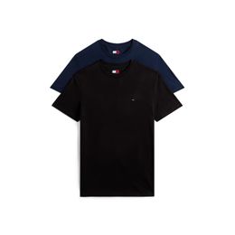 Rundhalsshirt Tommy Jeans "TJM XSLIM 2PACK JERSEY TEE EXT", Damen, Gr. 3XL, schwarz (schwarz, schwarz night navy), Single Jersey, Obermaterial: 100% Baumwolle, slim fit normal, Rundhals, eingesetzt abgesteppte Kante, Shirts Rundhalsshirt, Logostickerei, 2Pack