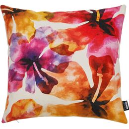 Dekokissen done. "HIBISCUS", bunt, bedruckt, B:45cm L:45cm, Polyester, Dekokissen_Sitzkissen_Kissenh&uuml;llen, Bedruckt