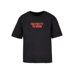 T-Shirt MISS TEE "Miss Tee Too Pretty To Work Tee", Damen, Gr. XS, schwarz, 100% Baumwolle, bedruckt, oversize, Rundhals, Shirts T-Shirt