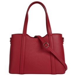 Henkeltasche CLUTY, Damen, Gr. B/H/T: 31cm x 22cm x 11cm onesize, rot, Leder, leicht gl&auml;nzend, unifarben, Taschen, echt Leder, Made in Italy