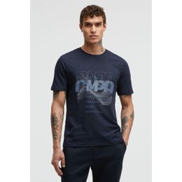 Rundhalsshirt CMPD, Herren, Gr. M, true navy, Single Jersey, Material: 100% Baumwolle, bedruckt, slim fit normal, Rundhals, eingesetzt gerader Abschluss, Shirts Rundhalsshirt, aus Baumwolle