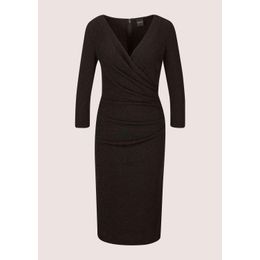 Madeleine Mode Etuikleid MADELEINE "Etuikleid Stretchkleid in Wickeloptik", Damen, Gr. 46, N-Gr, schwarz, Obermaterial: 74% Polyester PES. 20% metallisierte Fasern MTF. 6% Elasthan EL., Modern, figurbetont, V-Ausschnitt, Kleider Etuikleid, Wickeloptik