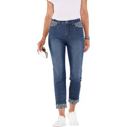 Damen Jeans mit Beinumschlag im Herz-Dessin blue-stone-washed, Gr&ouml;&szlig;e 50