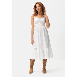Lascana Midikleid wei&szlig; Gr. 42 f&uuml;r Damen. Mit V-Ausschnitt. Figurumspielend. Nachhaltig.