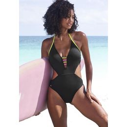 Buffalo Monokini 'Pop' schwarz Gr. 34 f&uuml;r Damen. Mit Seitlichen St&auml;bchen Und Ohne B&uuml;gel. Nachhaltig.