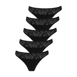 VIVANCE BY LASCANA String schwarz Gr. 40/42 f&uuml;r Damen. Mit Spitze. K&ouml;rpernah. Nachhaltig.