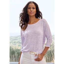 Lascana 3/4-Arm-Shirt 'mit modischem Zebra-Muster' lila Gr. 36/38 f&uuml;r Damen. Mit Rundhals. Bequem. Nachhaltig.