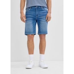 bonprix Sweatjeans-Bermuda mit Dehnbund Regular Fit, blau, Gr.38, Coole Bermuda-Shorts im 5-Pocket-Style mit Stonewashed-Effekt und dezenten Used-Details f&uuml;r einen l&auml;ssigen Look., 73% Baumwolle