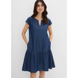bonprix Jeans-Tunika-Kleid aus Baumwolle, blau, Gr.42, Jeans-Tunika-Kleid aus Baumwolle, aus 100% Baumwolle