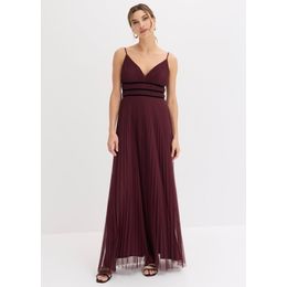 bonprix Abendkleid aus zartem T&uuml;ll mit Plisse&eacute;, rot, Gr.40, Modern und feminin: Tr&auml;gerkleid aus zartem T&uuml;ll mit Plisse&eacute; und dekorativem Einsatz in der Taille