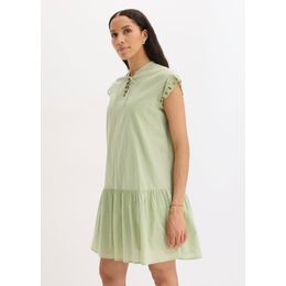 bonprix Tunika-Kleid aus reiner Baumwolle, gr&uuml;n, Gr.36, Tunika-Kleid aus reiner Baumwolle mit Spitzendetails, aus 100% Baumwolle