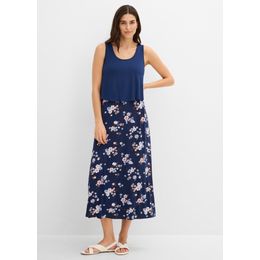 bonprix Shirt-Maxikleid aus feiner Viskose, blau, Gr.36/38 (S), Figurumspielendes Shirt-Maxikleid in modischer Lagenoptik mit zeitlosem Blumendruck, aus Viskose