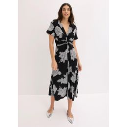 bonprix Jerseykleid mit Drapierung, schwarz, Gr.36/38 (S), Stylisches Kleid mit toller Passform