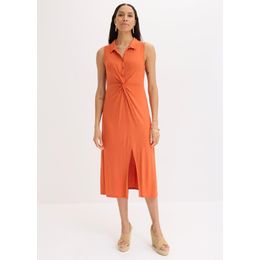 bonprix Jersey-Hemdblusenkleid aus flie&szlig;ender Viskose, rot, Gr.48/50 (XL), Modernes Kleid mit Knotenoptik, aus Viskose