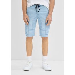 bonprix Sweatjeans-Bermuda in Regular-Fit, blau, Gr.52, Kernige Jeans-Bermuda in Regular Fit mit seitlichem Gummizug und aufgesetzten Taschen, 73% Baumwolle