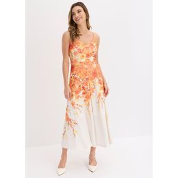 bonprix Tr&auml;gerkleid, wei&szlig;, Gr.38, Feminines Tr&auml;gerkleid in Midi-L&auml;nge aus strukturiertem Crepe