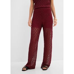bonprix Strickhose mit Pailletten, rot, Gr.48/50 (XL), L&auml;ssige Strickhose mit Lochstrickmuster und Pailletten, teilgef&uuml;ttert