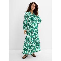 bonprix Tunika-Kleid aus flie&szlig;ender Viskose, gr&uuml;n, Gr.48, weites Tunika-Kleid in Maxil&auml;nge aus flie&szlig;ender Viskose, aus Viskose