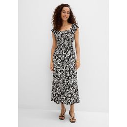 bonprix Midikleid aus Viskose-Mix, schwarz, Gr.48/50 (XL), Bedrucktes Jersey-Kleid, perfekt f&uuml;r den Sommer!, aus Viskose