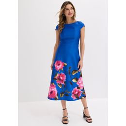 bonprix Midikleid, blau, Gr.44, Midikleid aus gl&auml;nzender Scuba-Qualit&auml;t mit Taillen-Einsatz und Kappen-&Auml;rmel