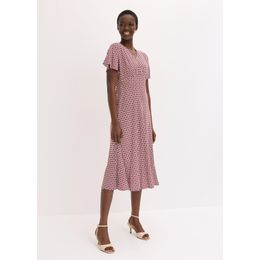 bonprix Kleid aus flie&szlig;ender Viskose, rot, Gr.54, schickes Kleid aus flie&szlig;ender Viskose und V-Ausschnitt