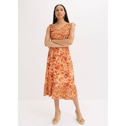 bonprix Jerseykleid aus flie&szlig;ender Viskose, beige, Gr.52/54 (XXL), Modernes Kleid mit verschiedenen Drucken, aus Viskose