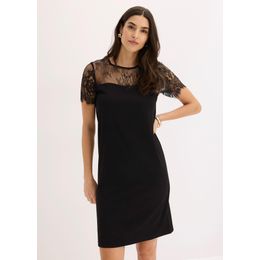 bonprix Jerseykleid mit Spitze, schwarz, Gr.36/38 (S), Stylisches Kleid mit toller Passform