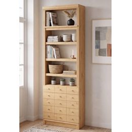 Pharao24.de B&uuml;cherregal Wohnzimmer Regal mit f&uuml;nf Schubladen und vier Einlegeb&ouml;den