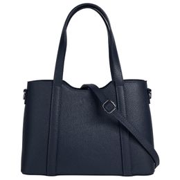 Henkeltasche CLUTY, Damen, Gr. B/H/T: 31cm x 22cm x 11cm onesize, blau, Leder, leicht gl&auml;nzend, unifarben, Taschen, echt Leder, Made in Italy