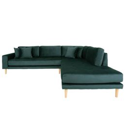 Pharao24.de Wohnlandschaft L Sofa aus Samt in Dunkelgr&uuml;n