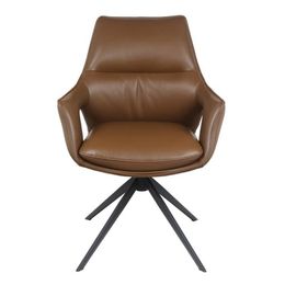 Pharao24.de Ess Sessel Speisezimmersessel in Braun um 360 Grad drehbar (2er Set)