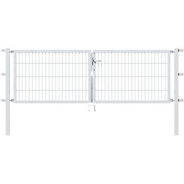 Zaundoppelt&uuml;r Alberts "Flexo", silber (silberfarben), B:250cm H:80cm, Stahl, Tore, 250 cm Breite, in versch. H&ouml;hen