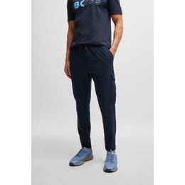 Cargohose BOSS Green "T Urbanex-CargoLight", Herren, Gr. 56, N-Gr, blau (dunkelblau402), Web, Obermaterial: 100% Elastomultiester, unifarben, gerade, unten schmal lang, Hosen Cargohose, mit elastischem Bund und Kordelzug Cargohose Sweatpants Stretchhose