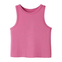 Tanktop name it "NKFNAKAL SL SHORT TOP NOOS", M&auml;dchen, Gr. 158/164, strawberry moon, Jersey, Obermaterial: 95% Baumwolle, 5% Elasthan, unifarben, kurz, Rundhals, Tops Tanktop, Baumwollmischung, verk&uuml;rzte Form, Jersey Rippware