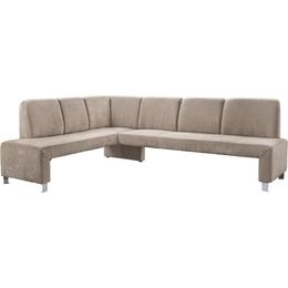 Eckbank exxpo - SOFA FASHION "Intenso, modern, 263/198 cm (B/T)", beige, B:263cm H:92cm T:198cm, Zusammensetzung: PES 95%, NY 5%, Sitzb&auml;nke, Eckbank, hohe Bodenfreiheit, frei im Raum stellbar, hoher Sitzkomfort