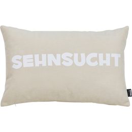 Dekokissen done. "SEHNSUCHT", beige, wei&szlig;, schriftzug, B:40cm L:60cm, Polyester, Dekokissen_Sitzkissen_Kissenh&uuml;llen, Extra weiche Haptik