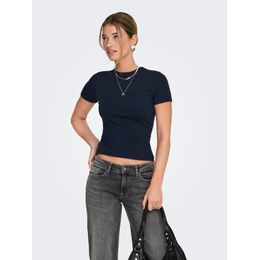 Kurzarmshirt Only "ONLJUNE S/S TEE JRS NOOS", Damen, Gr. L, night sky, Jersey, Obermaterial: 65% Polyester, 30% Viskose, 5% Elasthan, unifarben, figurbetont normal, Rundhals, Shirts, Materialmix mit Stretch, figurbetonte Form