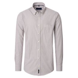 Langarmhemd Casamoda "Casamoda Freizeithemd gestreift", Herren, Gr. L, Normalgr&ouml;&szlig;en, braun, 100% Baumwolle, gestreift, comfort fit, Hemden