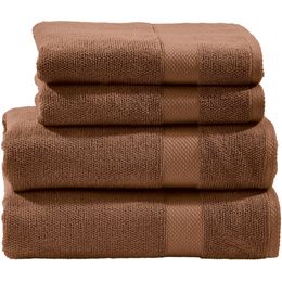 Handtuch Set done. "Deluxe 2 G&auml;stet&uuml;cher (30x50 cm), 2 Handt&uuml;cher (50x100 cm)", braun (cognac), 4 Stk., Zwirnfrottee, Zwirnfrottee, Zwirnfrottee, Handt&uuml;cher, aus hochwertigem Zwirnfrottier