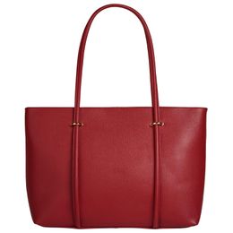 Shopper CLUTY "FLIORI", Damen, Gr. B/H/T: 42cm x 27cm x 11cm onesize, rot, Leder, leicht gl&auml;nzend, unifarben, Taschen Shopper, echt Leder, Made in Italy