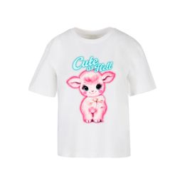 T-Shirt MISS TEE "Miss Tee Cute As Hell Tee", Damen, Gr. L, wei&szlig;, 100% Baumwolle, bedruckt, oversize, Rundhals, Shirts T-Shirt