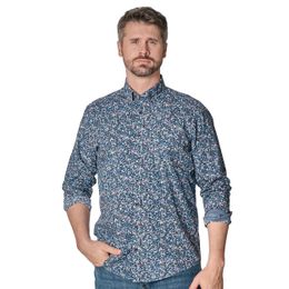Langarmhemd Casamoda "Casamoda Freizeithemd Print", Herren, Gr. L, Normalgr&ouml;&szlig;en, blau, 100% Baumwolle, bedruckt, l&auml;ssig geschnitten, Hemden