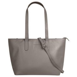 Shopper Bruno Banani, Damen, Gr. B/H/T: 30cm x 25cm x 14cm onesize, grau, Leder, leicht gl&auml;nzend, unifarben, Taschen Shopper, echt Leder