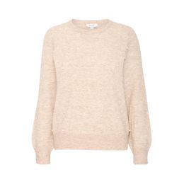 Strickpullover B.Young "Strickpullover BXOKAMA", Damen, Gr. L, grau (cement melange), Obermaterial: 41% Polyacryl PAN. 27% Nylon NY. 25% Polyester PES. 4% Elasthan EL. 3% Wolle mw., Pullover Strickpullover