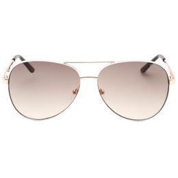 Guess Sonnenbrille mit braunen Gl&auml;sern und wei&szlig;em Rahmen in Ros&eacute;gold