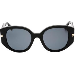 Marc Jacobs Graue Sonnenbrille mit abgerundeten Gl&auml;sern in Schwarz
