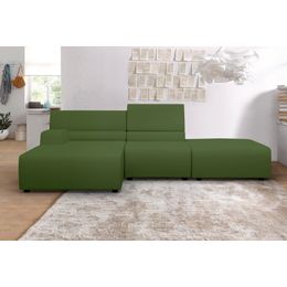 Ecksofa Egoitaliano "Babouche, Designsofa mit au&szlig;ergew&ouml;hnlichem Sitzkomfort zum Wohlf&uuml;hlen", gr&uuml;n (sprite), B:287cm H:80cm T:98cm, Leder CAREZZA (echtes Rindsleder) ist ein Naturleder, dass die urspr&uuml;nglichen Eigenschaften der Haut nicht ver&auml;ndert. Das Vorhandensein von verheilten Narben, K&ouml;rnungsunterschiede, Falten, Adern, Unterschiede in den Farbt&ouml;nen und andere Spuren, die die Natur auf diesen